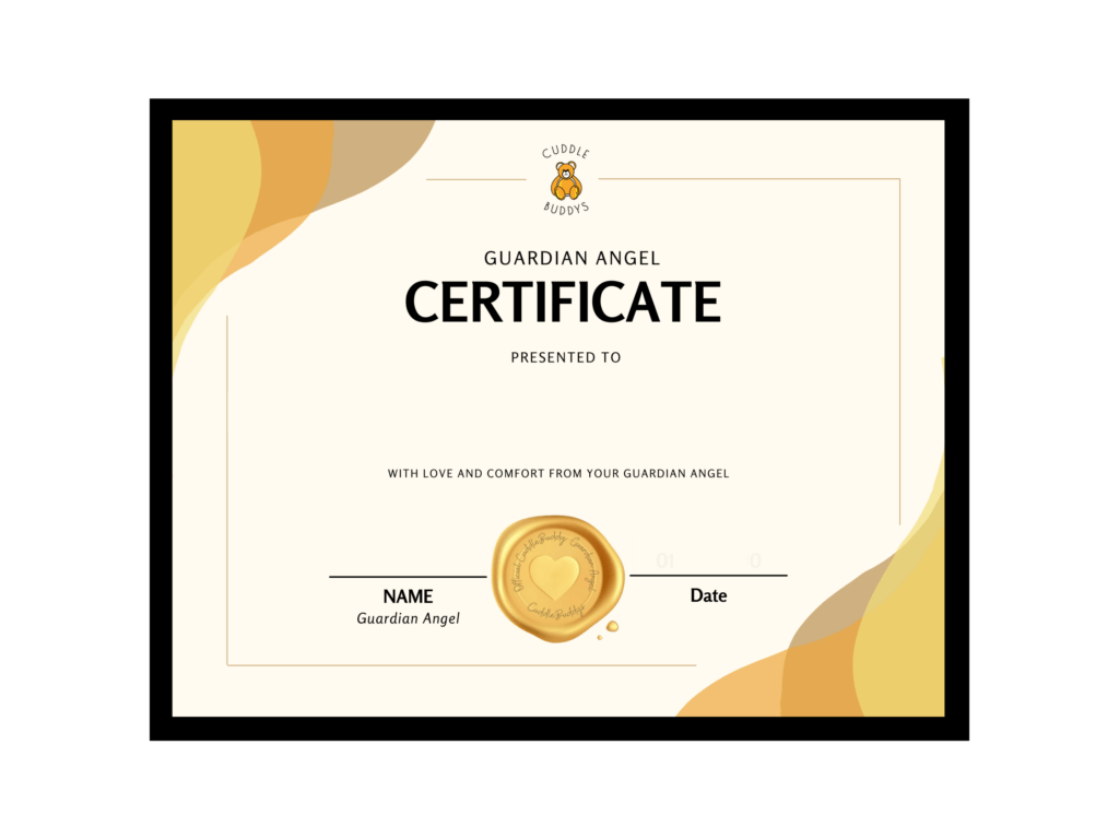 Guardian Angel Certificate - CuddleBuddys